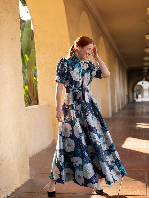 EVANGELINE dress Tree Poppy Blue – Lesley Evers