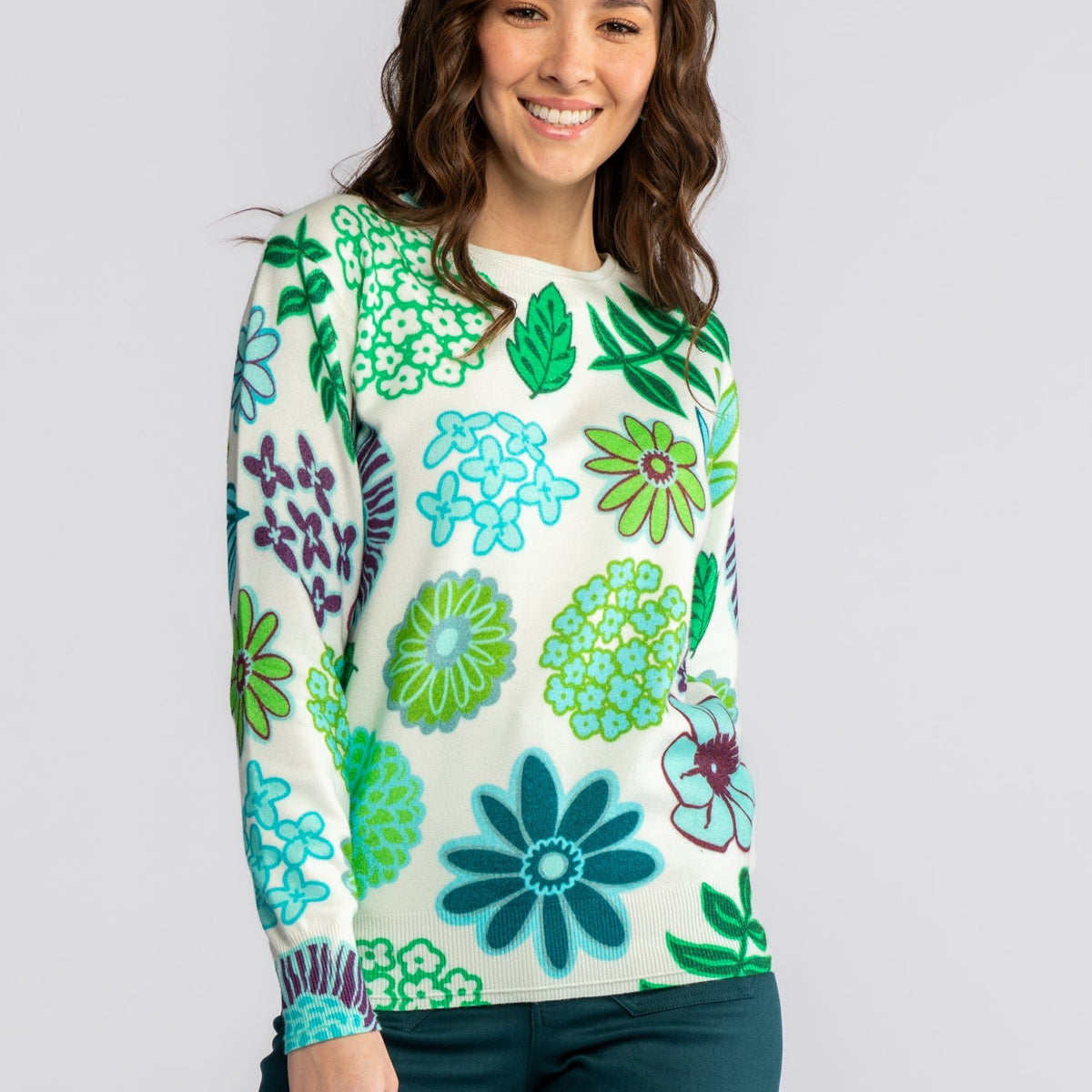 AMELIA sweater Dazzle Flower Blue – Lesley Evers