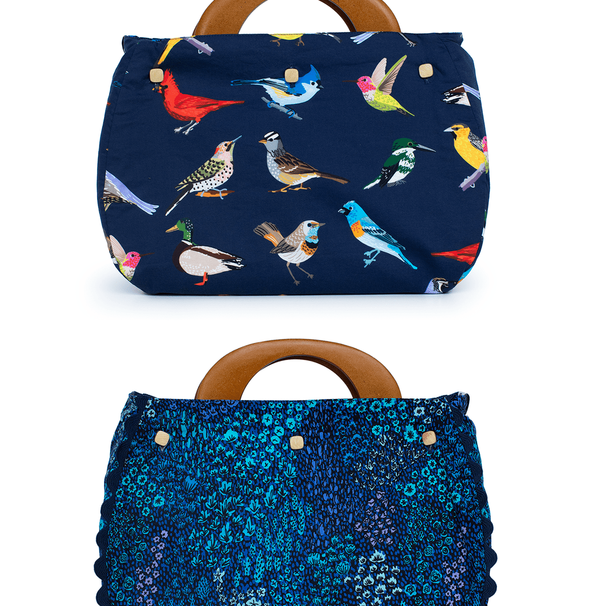BAG COVER Birds Navy & May Flowers Navy – Lesley Evers