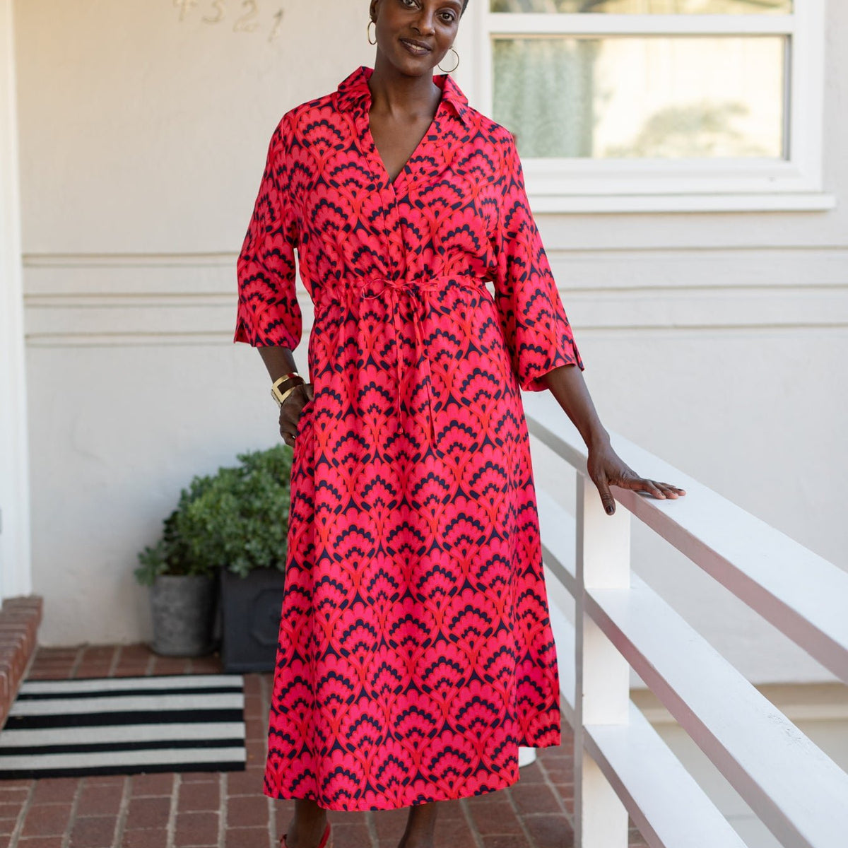 ELOISE dress Geo Shell Red – Lesley Evers