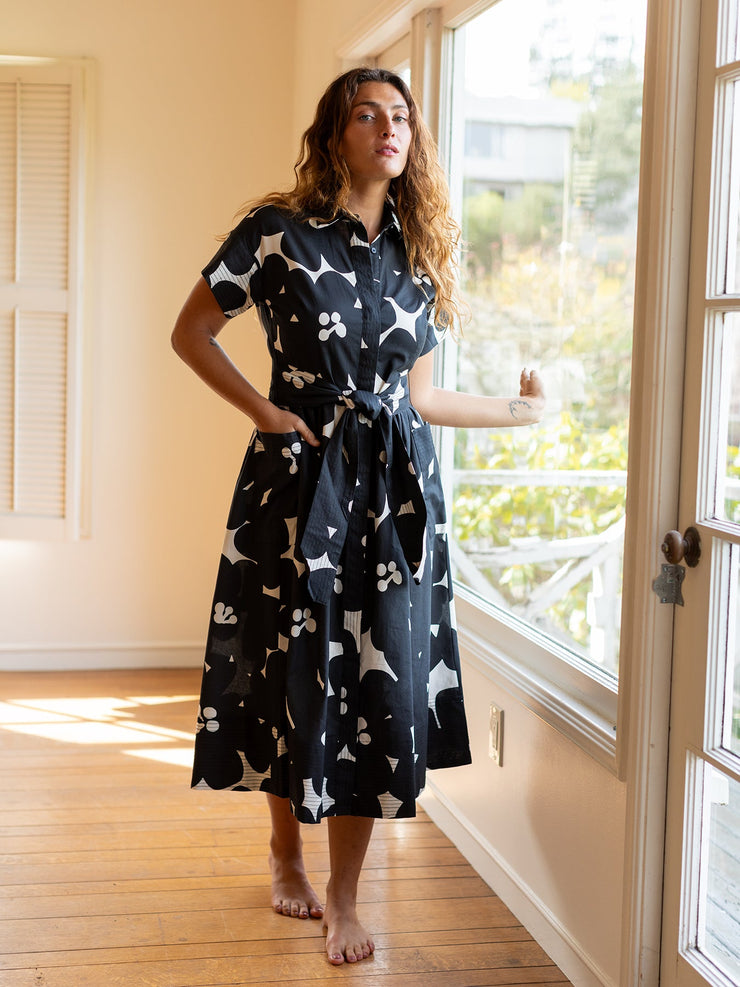 HEIDI dress Jumbo Blooms Black & Ivory – Lesley Evers