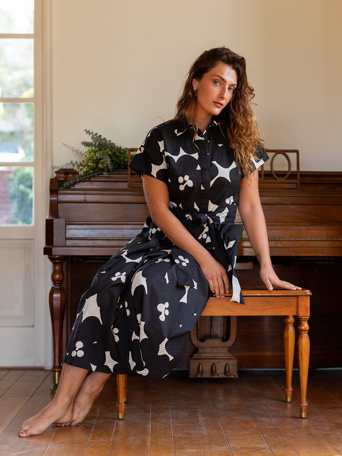 HEIDI dress Jumbo Blooms Black & Ivory – Lesley Evers