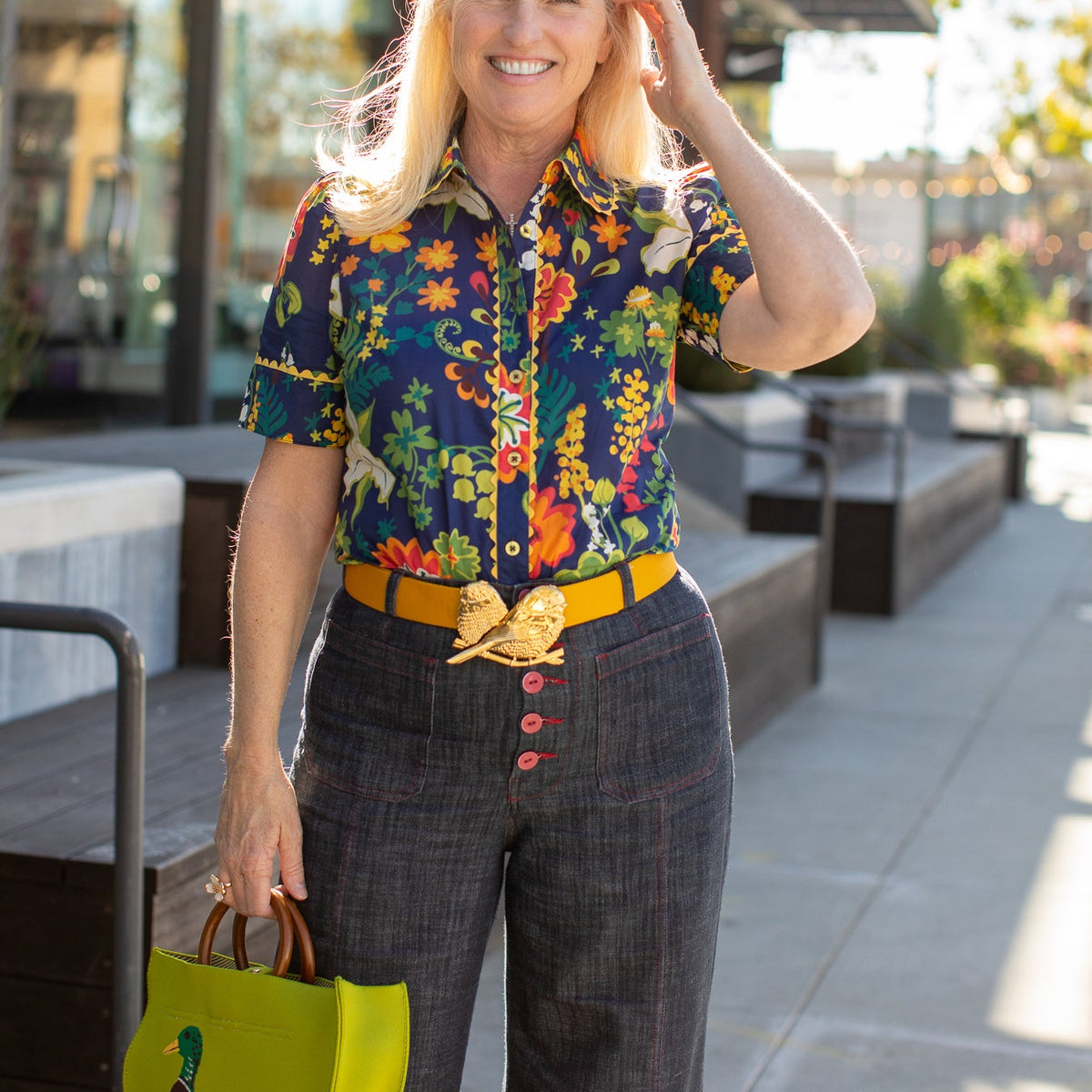 MANDY blouse Woodland Navy – Lesley Evers