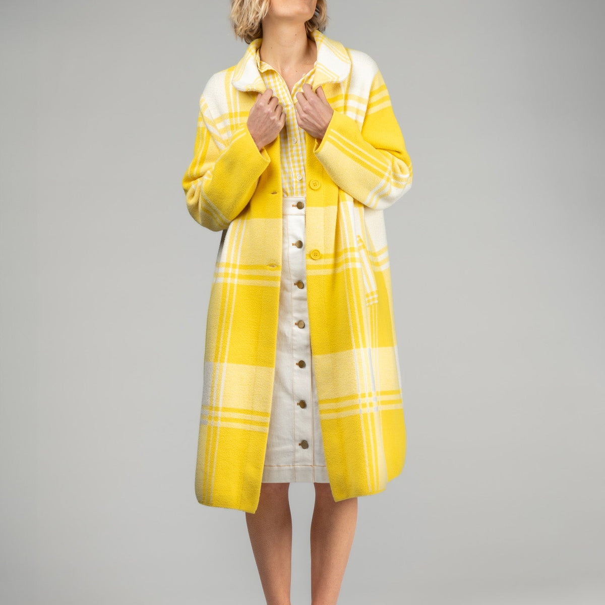 NATALIE coat Lemon Yellow Plaid – Lesley Evers