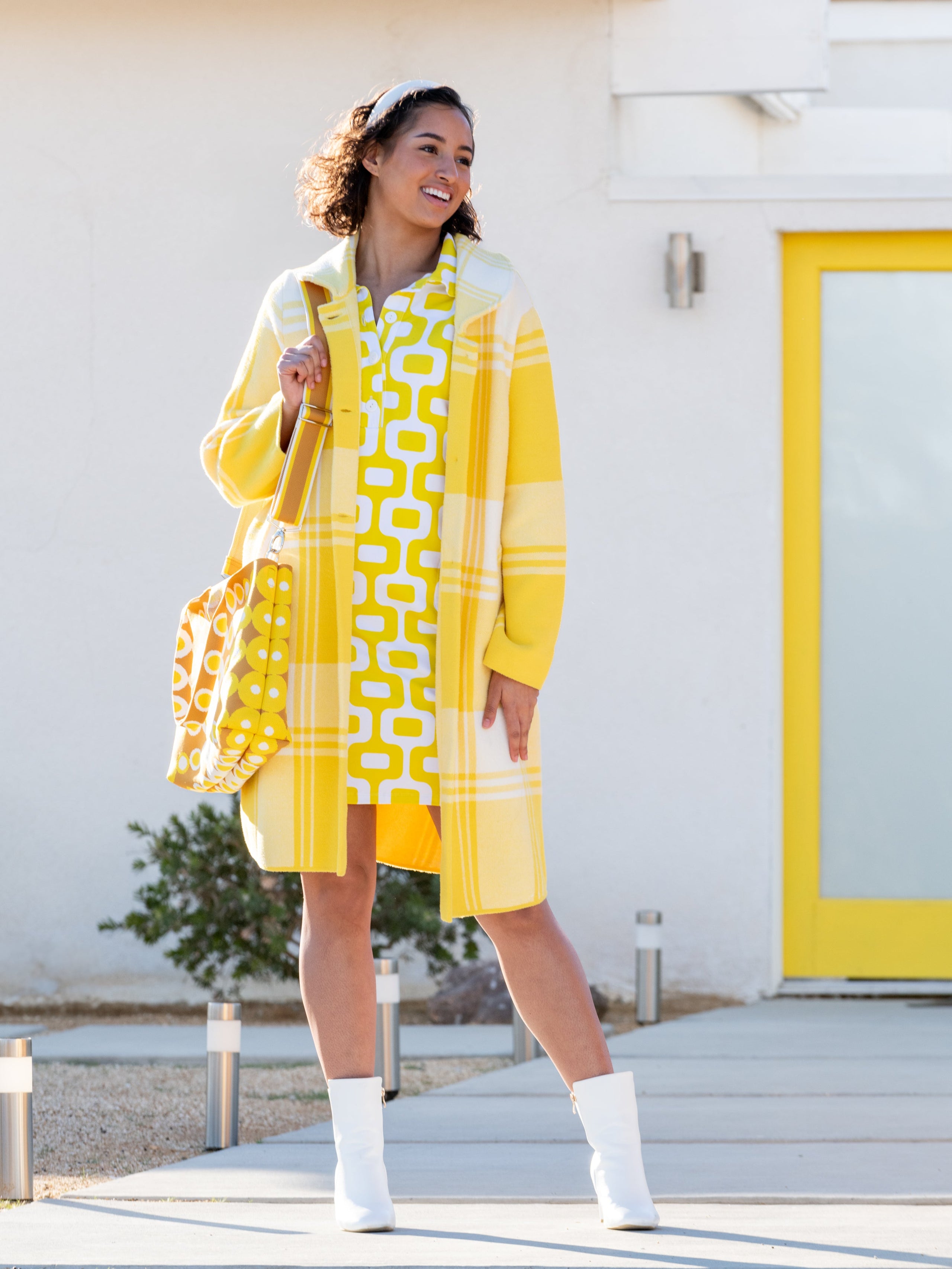 NATALIE coat Lemon Yellow Plaid – Lesley Evers